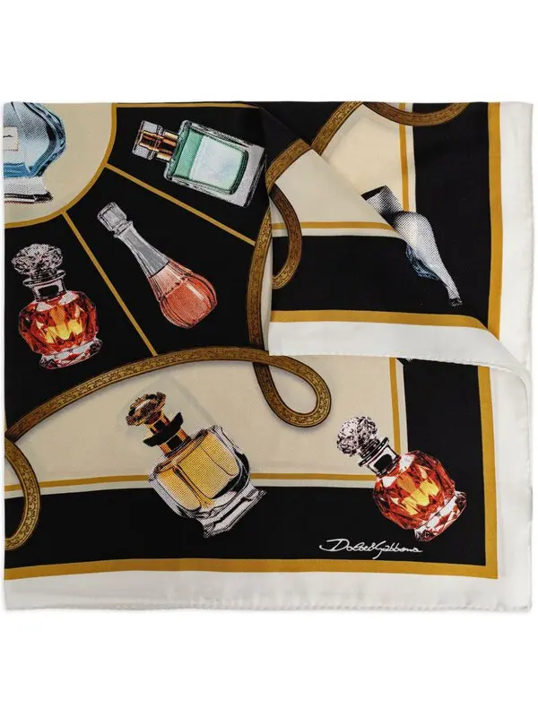 Dolce & Gabbana Perfume Bottle-print Scarf - Black