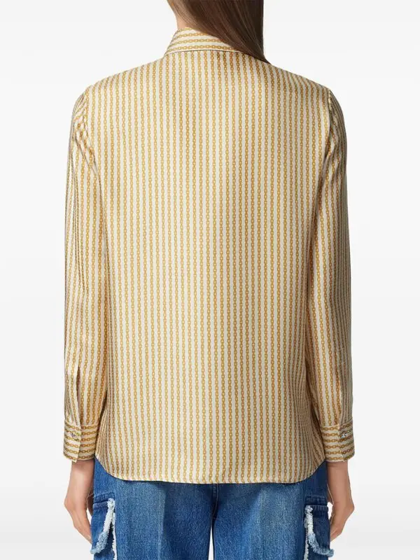 Versace Pinstripe Chain Silk Shirt - Neutrals