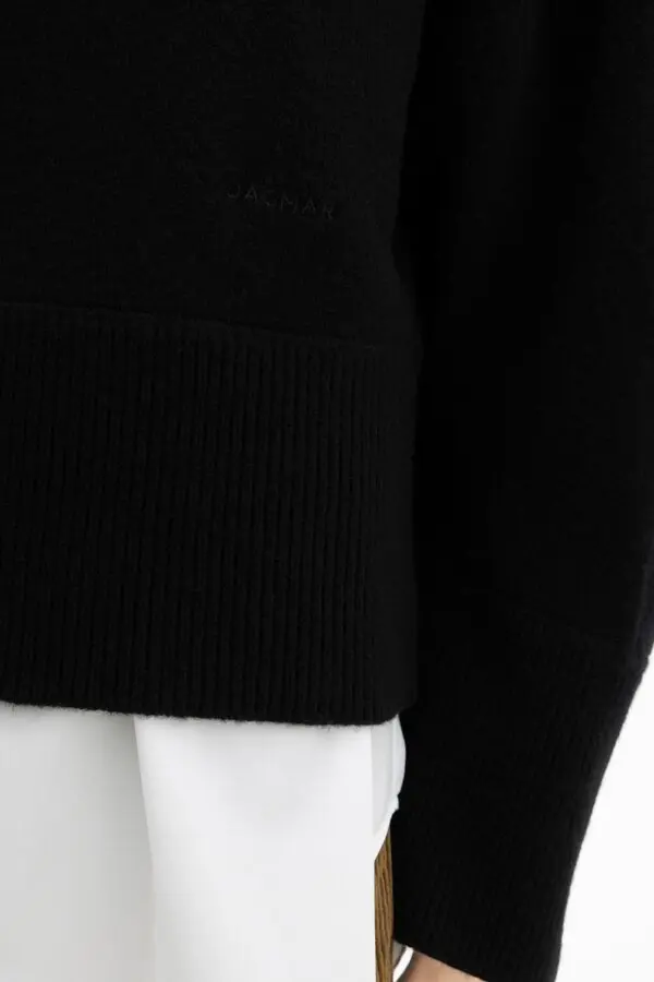 HOUSE OF DAGMAR Curved Merino Wool Knit Sweater