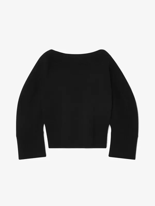 HOUSE OF DAGMAR Curved Merino Wool Knit Sweater