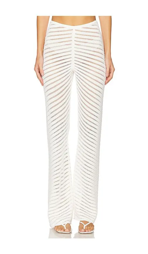 Devon Windsor Camille Wide Leg Sheer Knit Pants - Ivory