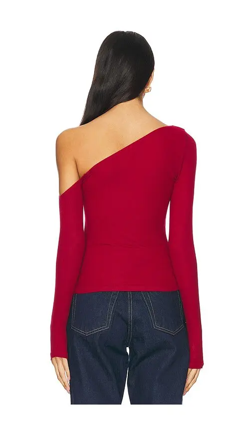 Michael Lauren Magdaleno Asymmetrical Long Sleeve Top - Maroon