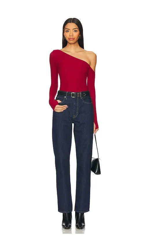 Michael Lauren Magdaleno Asymmetrical Long Sleeve Top - Maroon