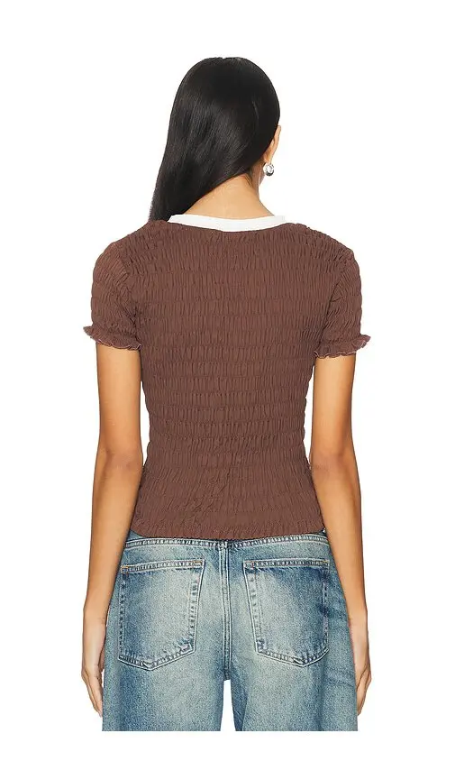 Lioness Scrunched Spectate Top With Graphic Design - Coffee