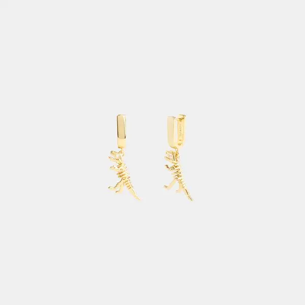 COACH Skeletal Rexy Huggie Earrings - Gold