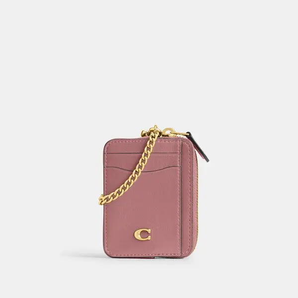 COACH Essential Chain Card Case - Brass