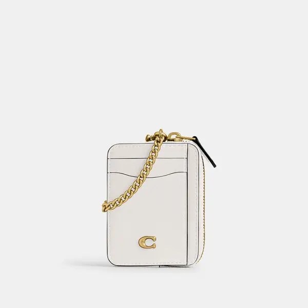 COACH Essential Chain Card Case - Brass/chalk