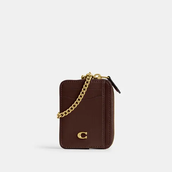 COACH Essential Chain Card Case - Brass/maple
