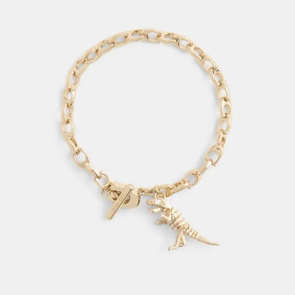COACH Skeletal Rexy Signature Chain Bracelet With Crystal Detail