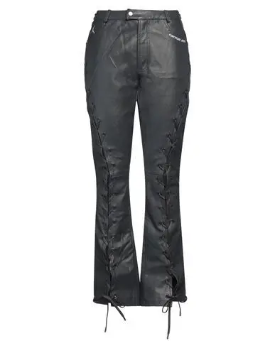 JORDAN Calfskin Flared Pants With Lace-up Detail - Grey