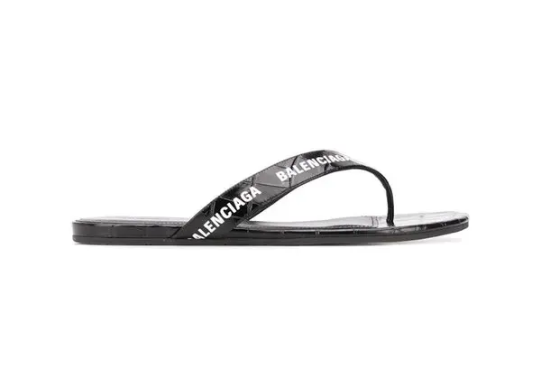 Balenciaga Round Thong Sandal - Black/white