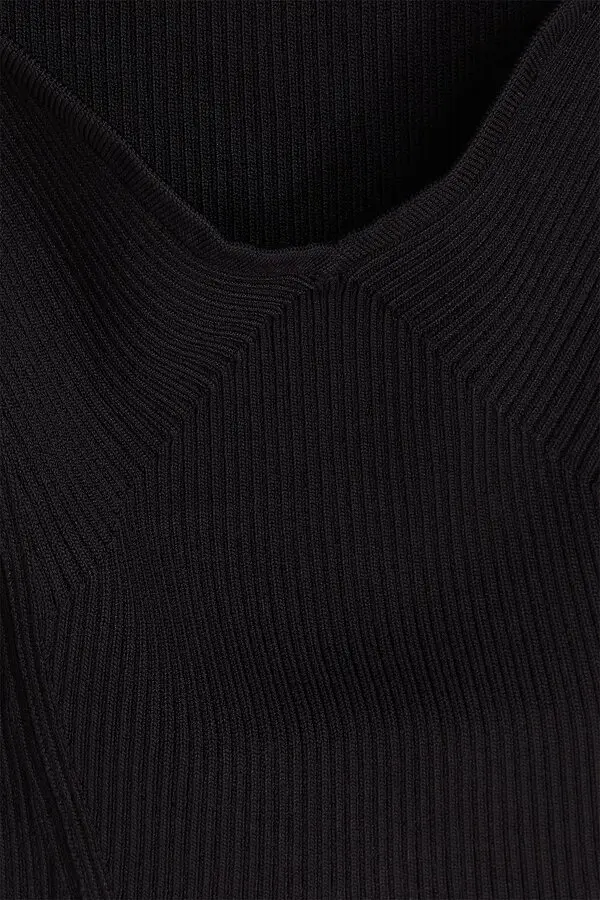 Simkhai Abia Cropped Ribbed-knit Top - Black