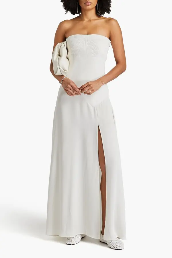 Simkhai Kory Strapless Knit-paneled Maxi Dress