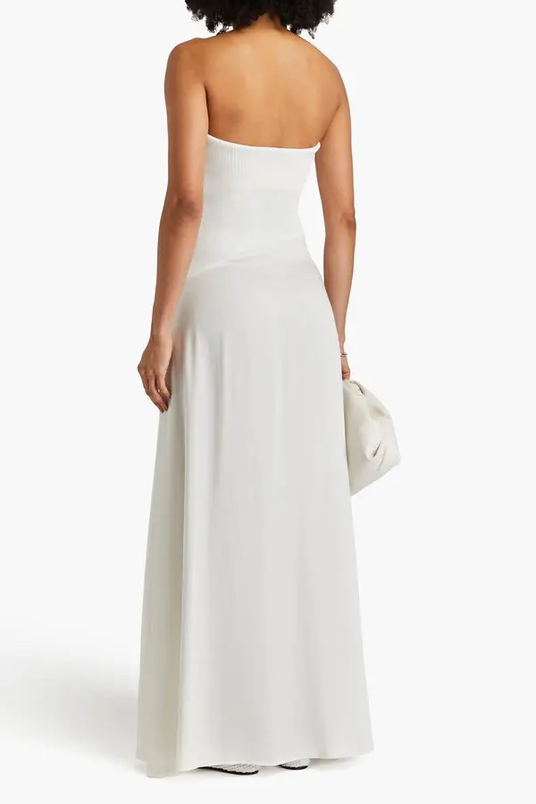 Simkhai Kory Strapless Knit-paneled Maxi Dress