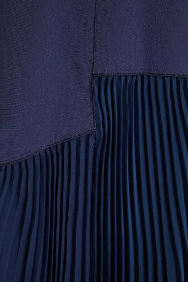 Simkhai Hazel Pleated Satin And Crepe Halterneck Midi Dress