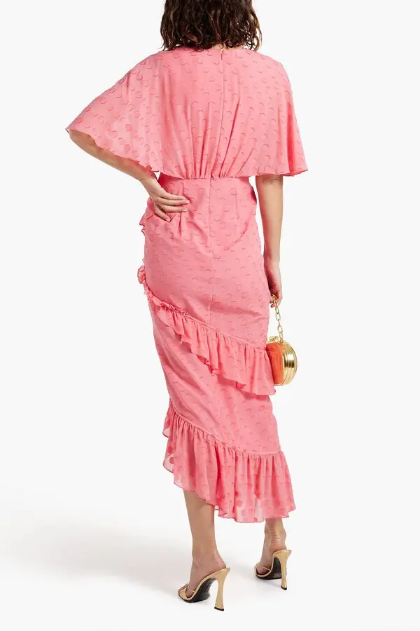 Saloni Rose Wrap-effect Fil Coupé Maxi Dress - Bubblegum