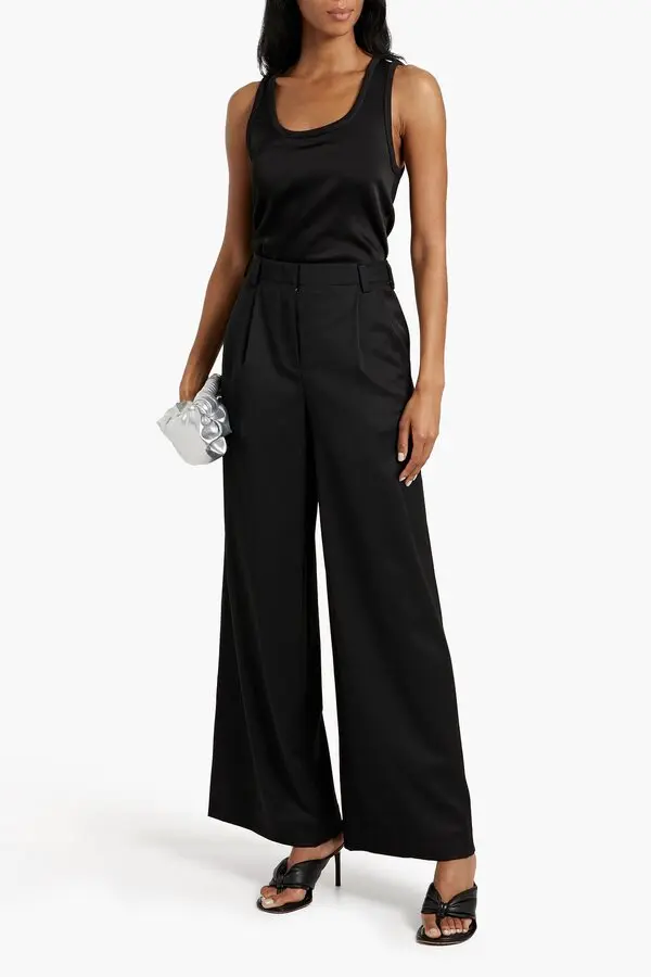 Simkhai Faro Satin-paneled Stretch-knit Tank - Black