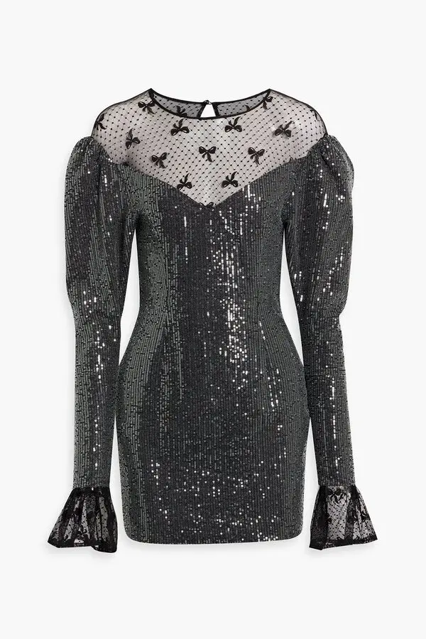 ROTATE BY BIRGER CHRISTENSEN Sequined Embroidered Mini Dress
