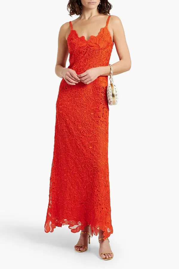Simkhai Phoenix Guipure Lace Maxi Dress - Orange