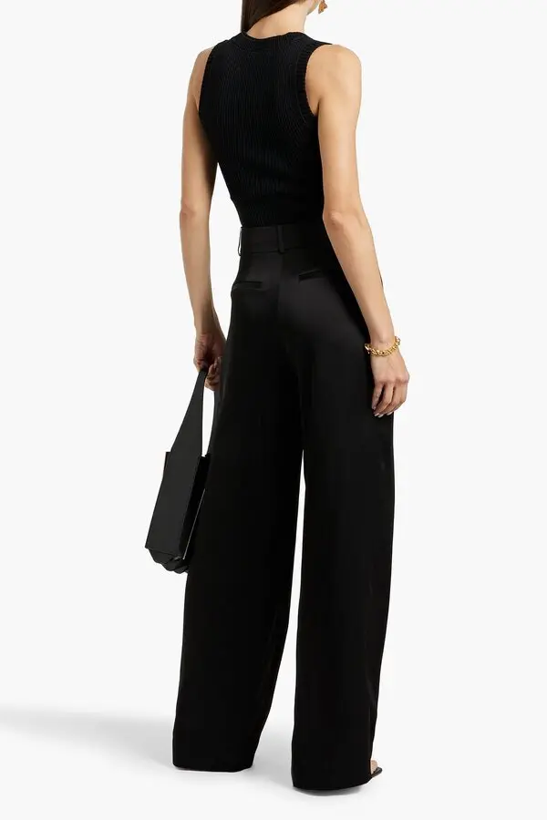 Simkhai Kyra Satin Wide Leg Pants - Black