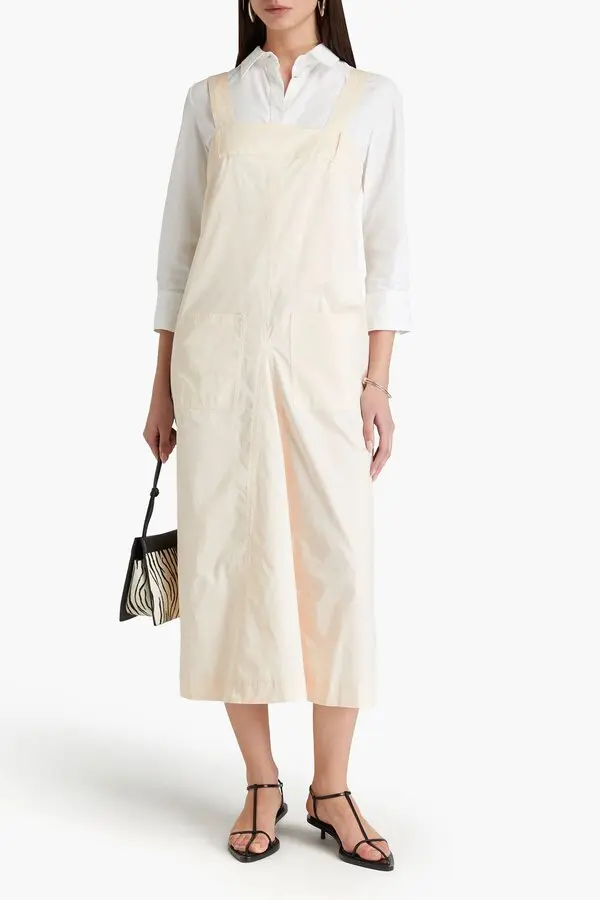 Tibi Pleated Cotton Midi Dress