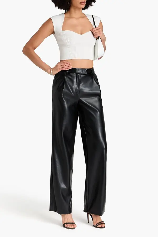 Simkhai Novia Pleated Straight-leg Pants - Black