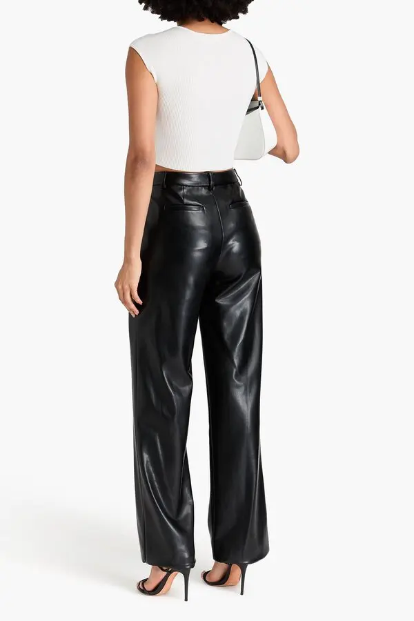 Simkhai Novia Pleated Straight-leg Pants - Black