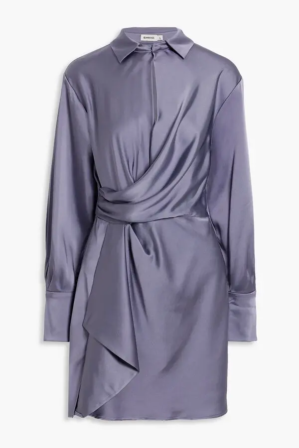 Simkhai Talit Wrap-effect Satin Mini Dress - Lavender