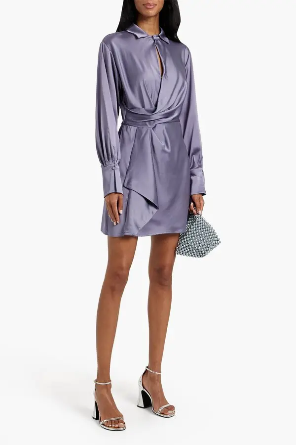 Simkhai Talit Wrap-effect Satin Mini Dress - Lavender