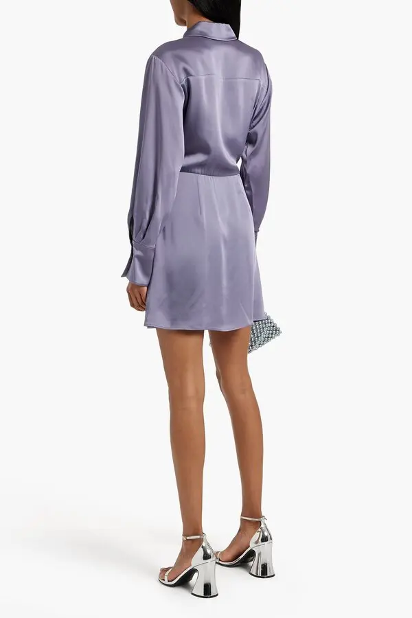 Simkhai Talit Wrap-effect Satin Mini Dress - Lavender