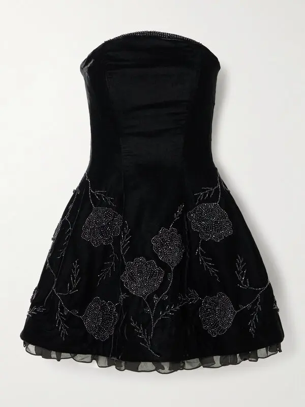 CLIO PEPPIATT Night Shade Embellished Mini Dress - Black