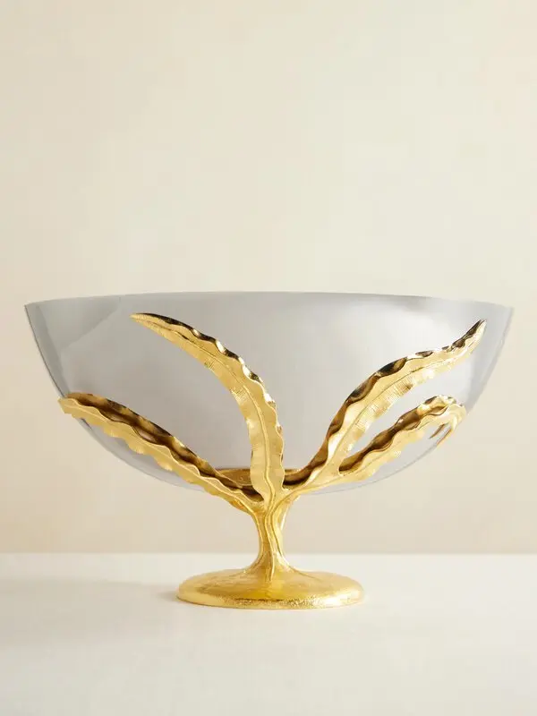 L'Objet Fern Large Gold-plated Stainless Steel Bowl - Silver