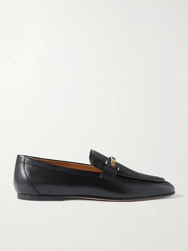 TOD'S Embellished Leather Loafers - Black
