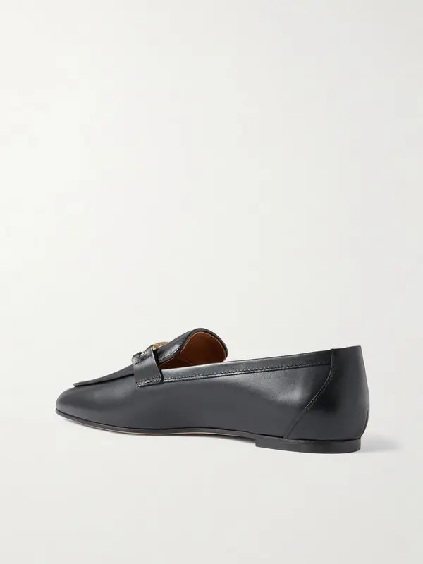 TOD'S Embellished Leather Loafers - Black