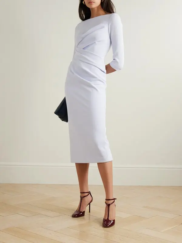 Safiyaa Asena Draped Crepe Midi Dress