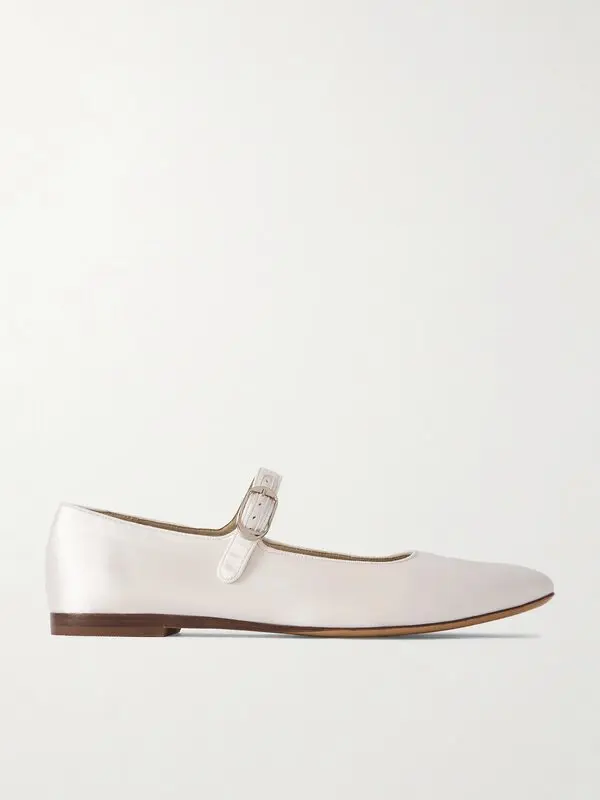 Le Monde Beryl Satin Mary Jane Ballet Flats - Neutrals