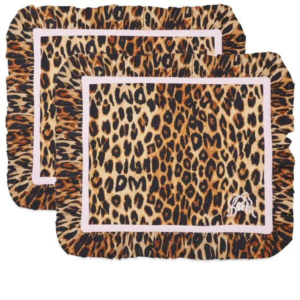 DAMSON MADDER 2 Set Ruffle Placemat - Leopard