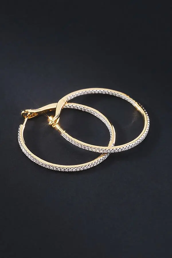 FINE DIAMONDS BY ANTHROPOLOGIE Diamond Hoop Earrings - Gold