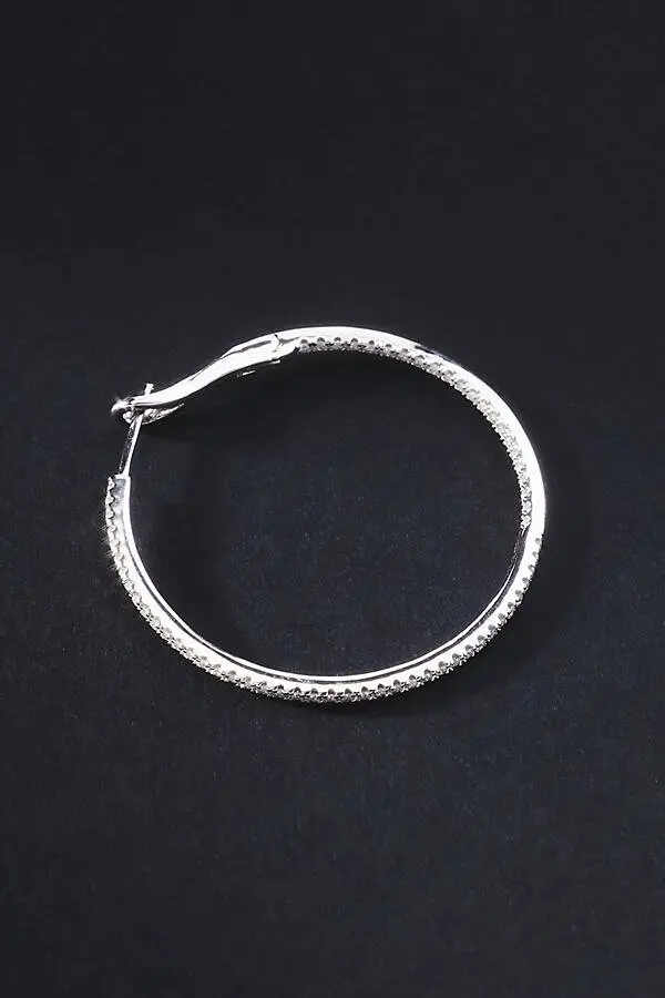 FINE DIAMONDS BY ANTHROPOLOGIE Diamond Hoop Earrings - Silver