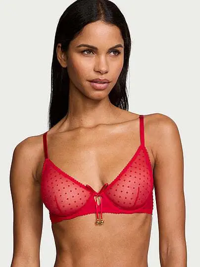Victoria's Secret Very Sexy Jingle Bells Mesh Unlined Demi Bra - Print