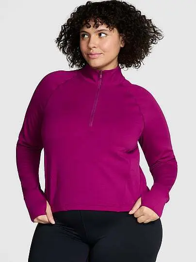 Pink Relay Knit Half-zip Sweatshirt - Purple