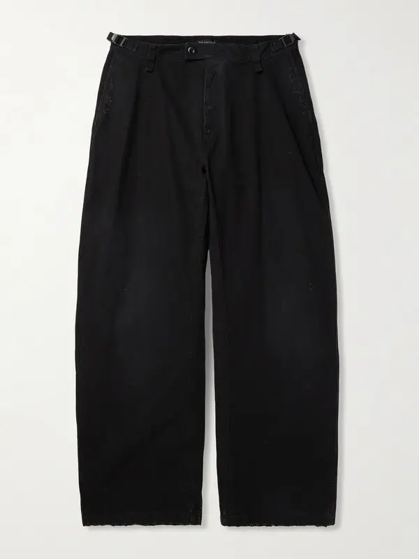 Balenciaga Wide-leg Distressed Cotton Cargo Trousers