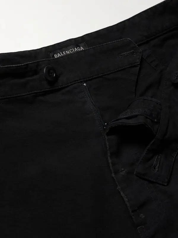 Balenciaga Wide-leg Distressed Cotton Cargo Trousers