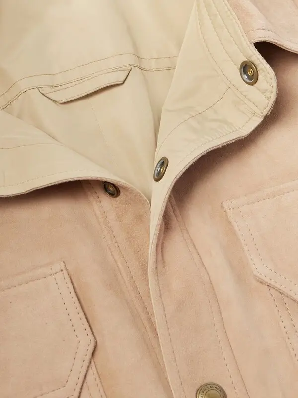 Polo Ralph Lauren Reversible Logo-appliquéd Suede And Shell Overshirt - Neutrals