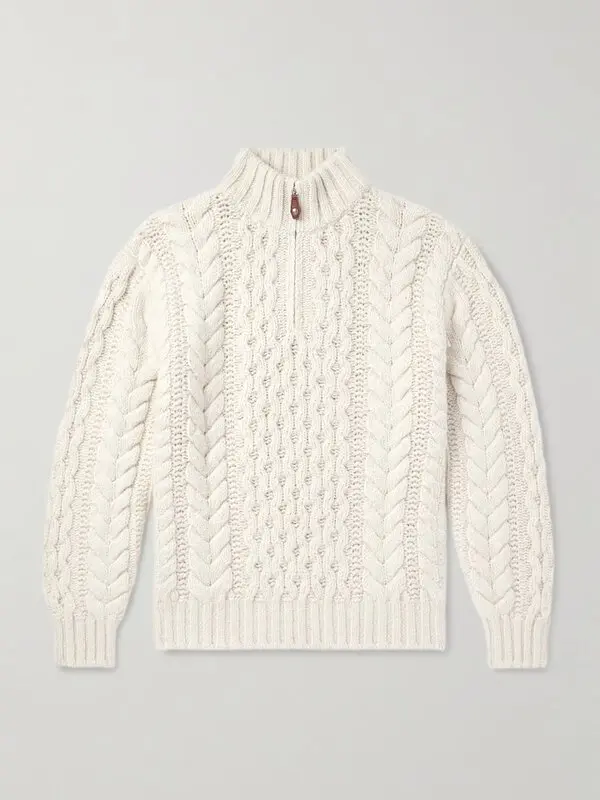 Loro Piana Valduggia Cable-knit Cashmere Half-zip Sweater
