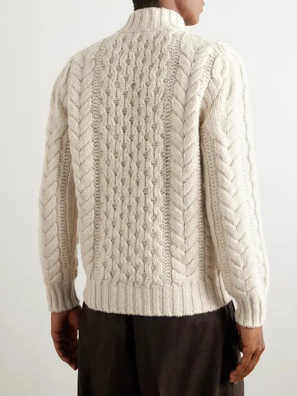 Loro Piana Valduggia Cable-knit Cashmere Half-zip Sweater