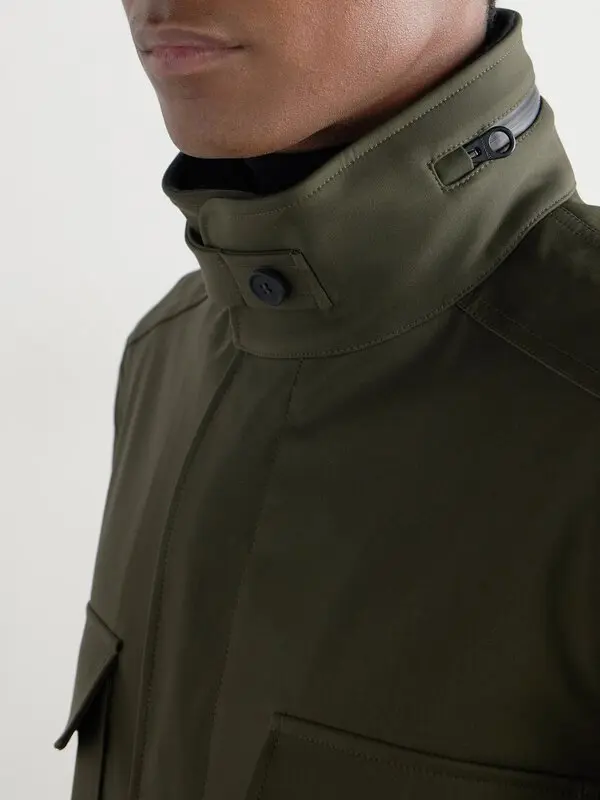 Loro Piana Traveller Logo-appliquéd Bristol Clima System 3l Wool-blend Hooded Field Jacket - Green