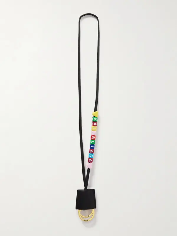 Balenciaga Rodeo Cloche Clé Leather Beaded Keychain Lanyard