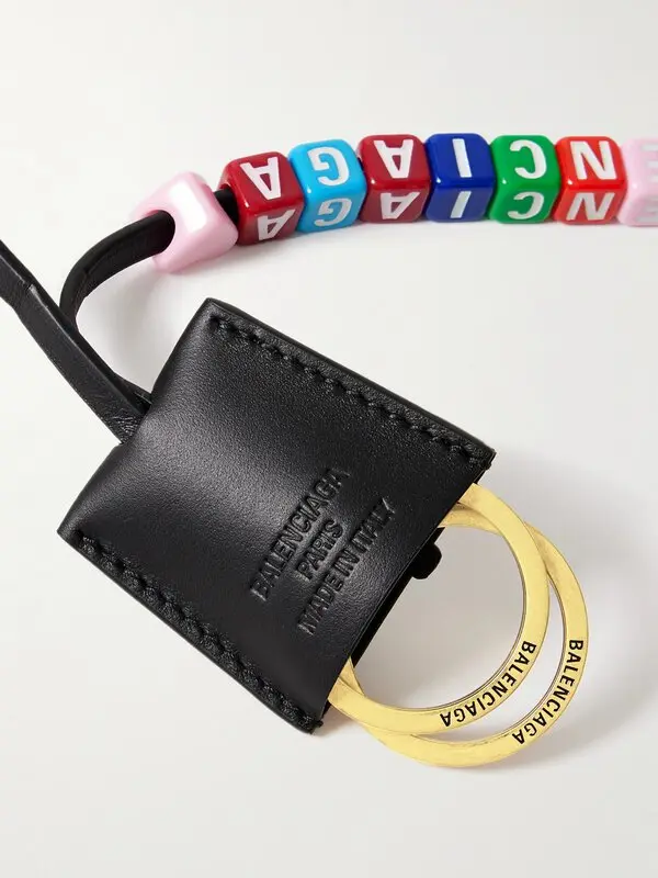 Balenciaga Rodeo Cloche Clé Leather Beaded Keychain Lanyard