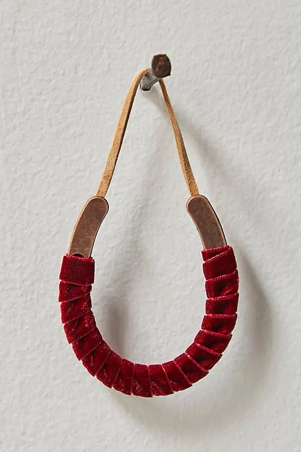 Free People Mini Wrapped Horseshoe Ornament - Velvet Burgundy